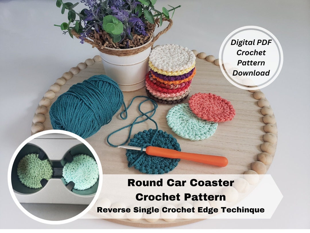 Crochet Pattern, Car Coaster Pattern, Crochet Patterns, Beginner ...