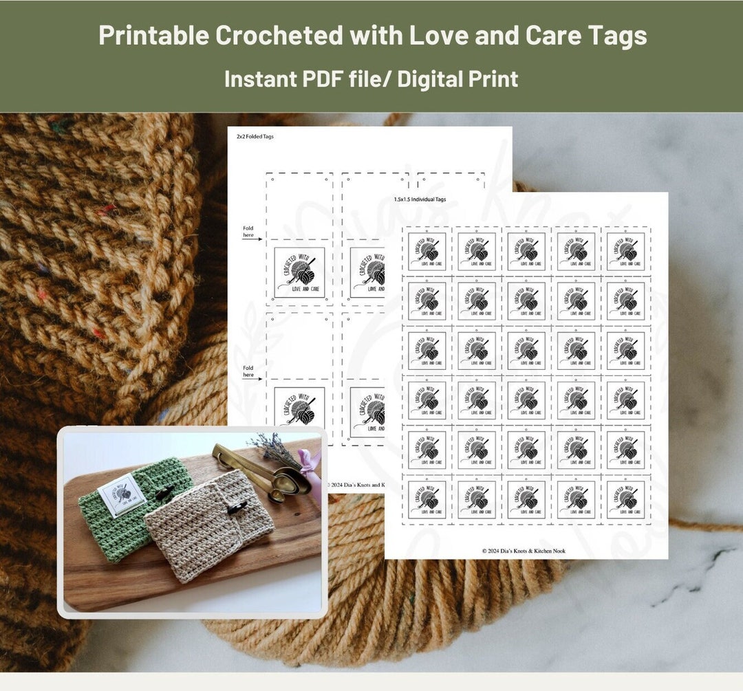 Printable Crocheted With Love Tag, Digital Tags, Instant Download ...