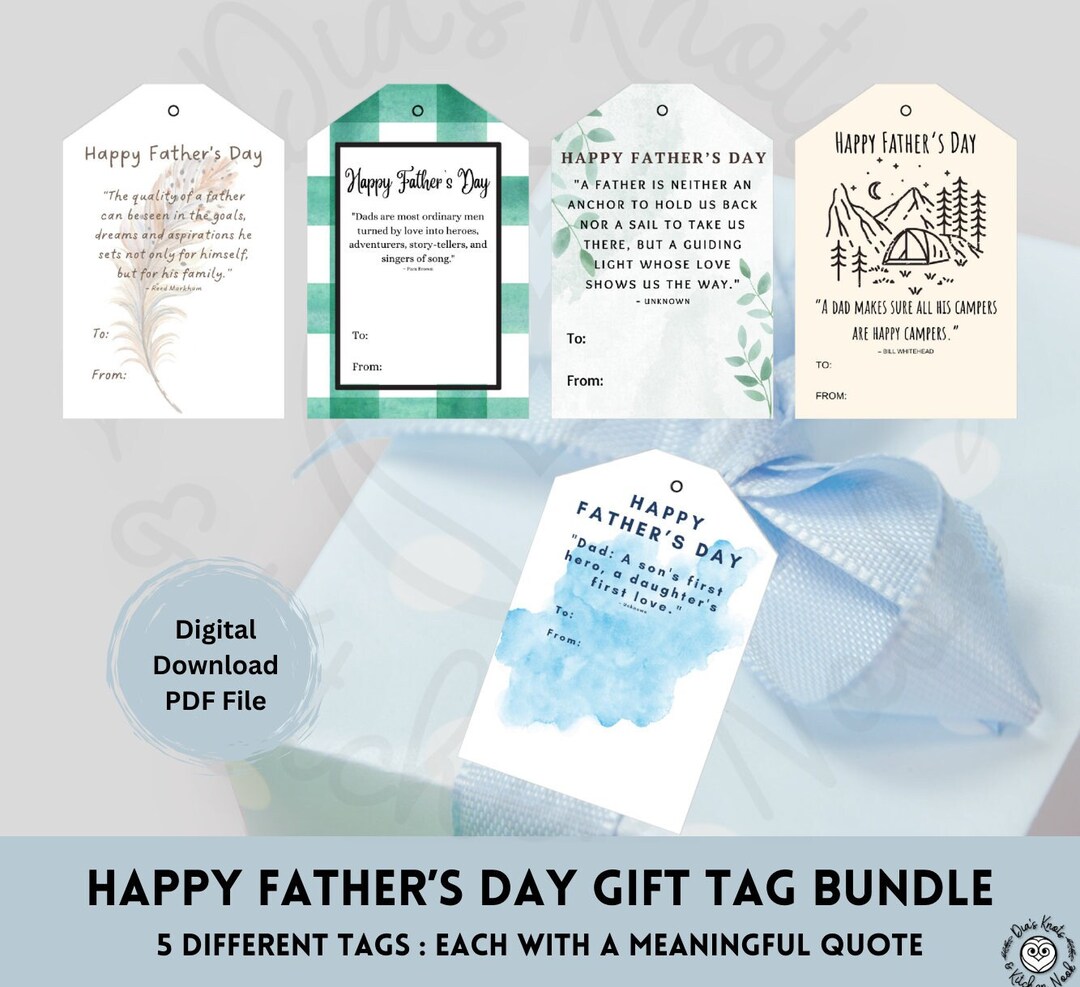 Happy Father's Day Gift Tags, Printable Fathers Day Tags, Dad Gift ...