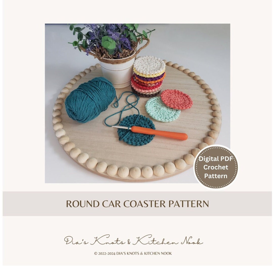 Crochet Pattern, Car Coaster Pattern, Crochet Patterns, Beginner ...