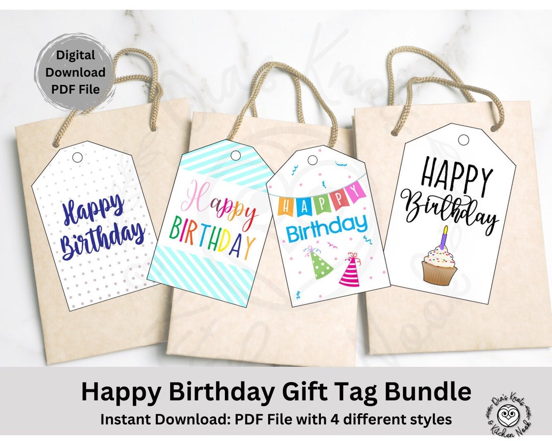 Happy Birthday Gift Tags, Printable Happy Birthday Gift Tags, DIY ...