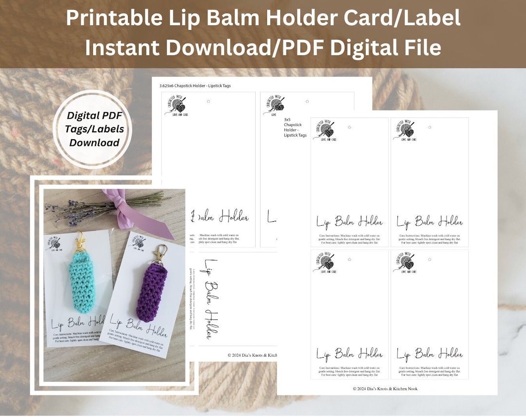 Printable Lip Balm Holder Label, Handmade Digital Tags, Instant ...