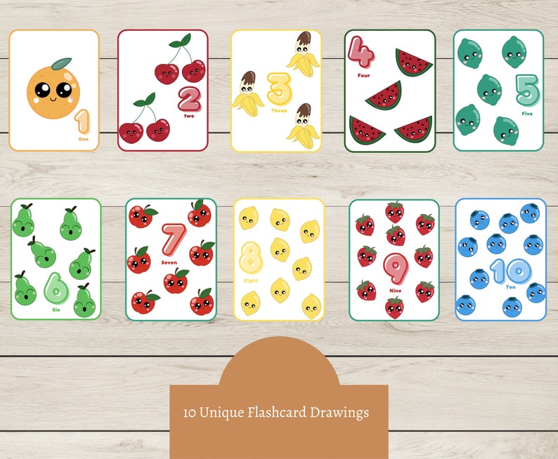Number Flashcards 1-10 Digital Download, Fruit Numbers Flashcards ...