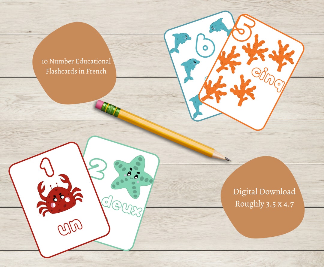French Number Flashcards (1-10), Printable Digital PDF, Educational ...