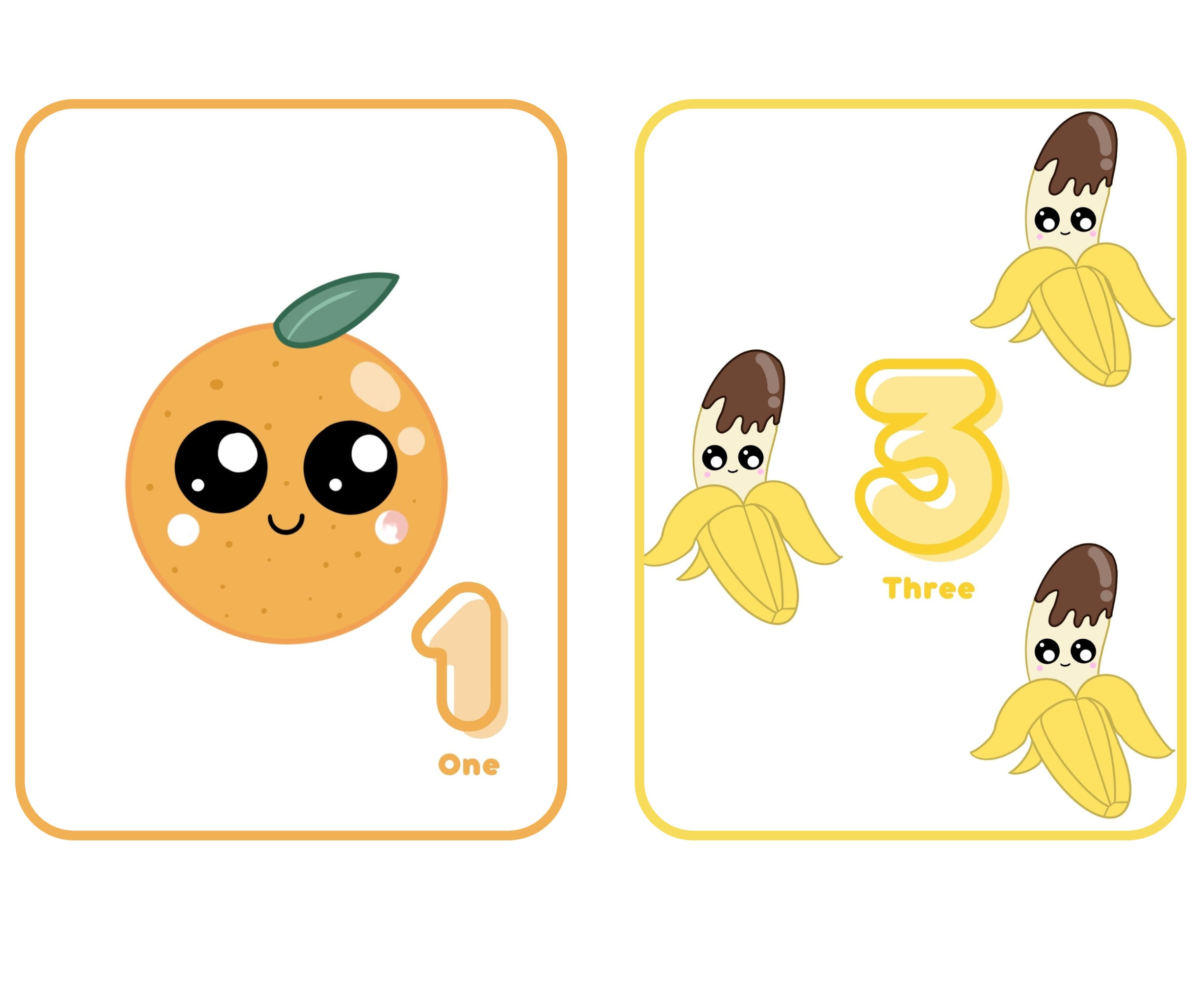 Number Flashcards 1-10 Digital Download, Fruit Numbers Flashcards ...