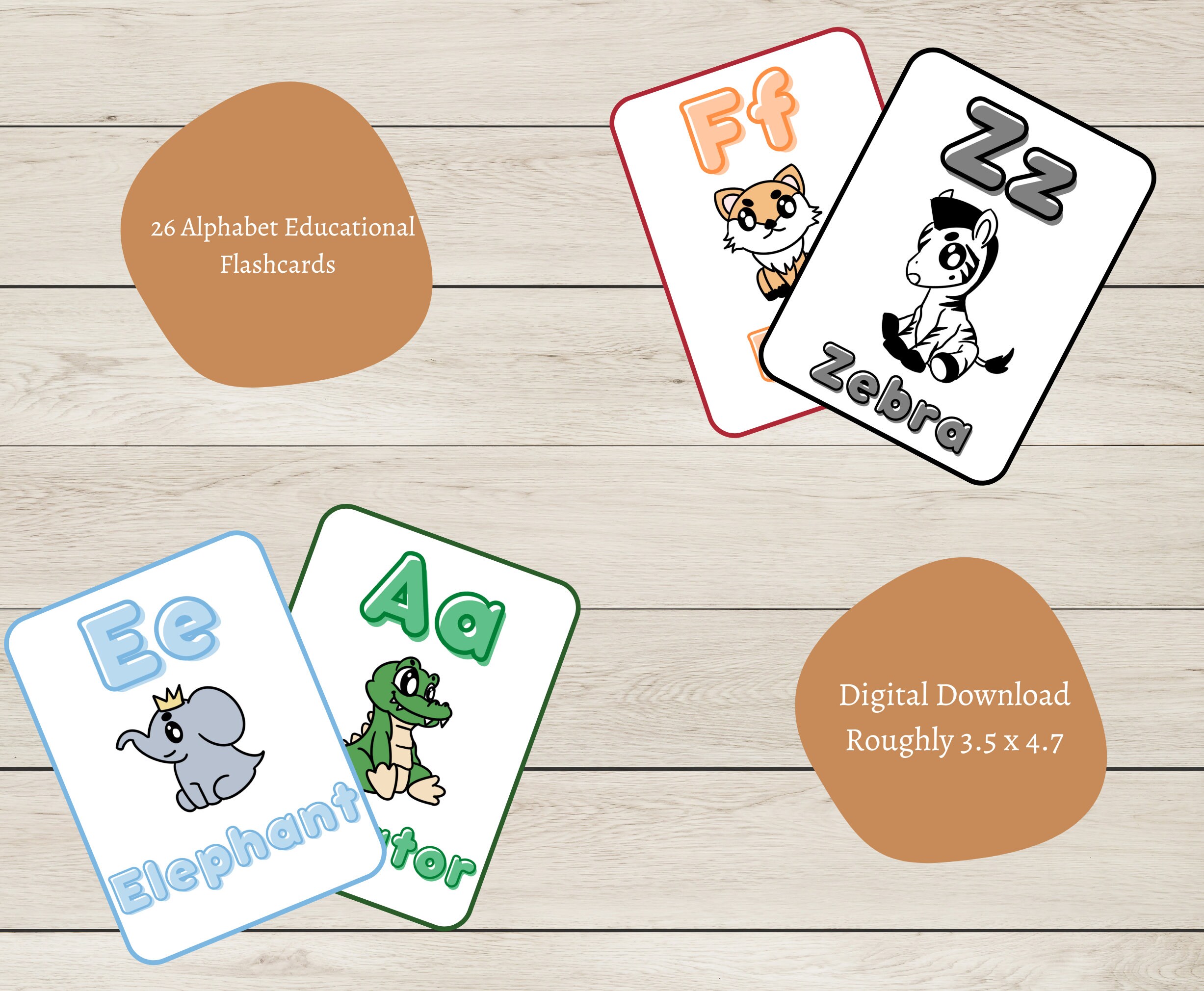 Alphabet Flashcards A-Z Digital Download, Animal Flashcards ...