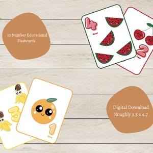 Number Flashcards 1-10 Digital Download, Fruit Numbers Flashcards ...