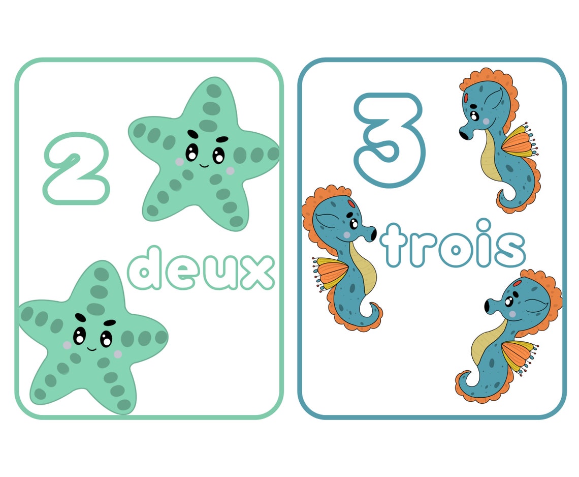 French Number Flashcards (1-10), Printable Digital PDF, Educational ...