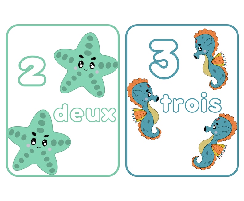 French Number Flashcards (1-10), Printable Digital PDF, Educational ...