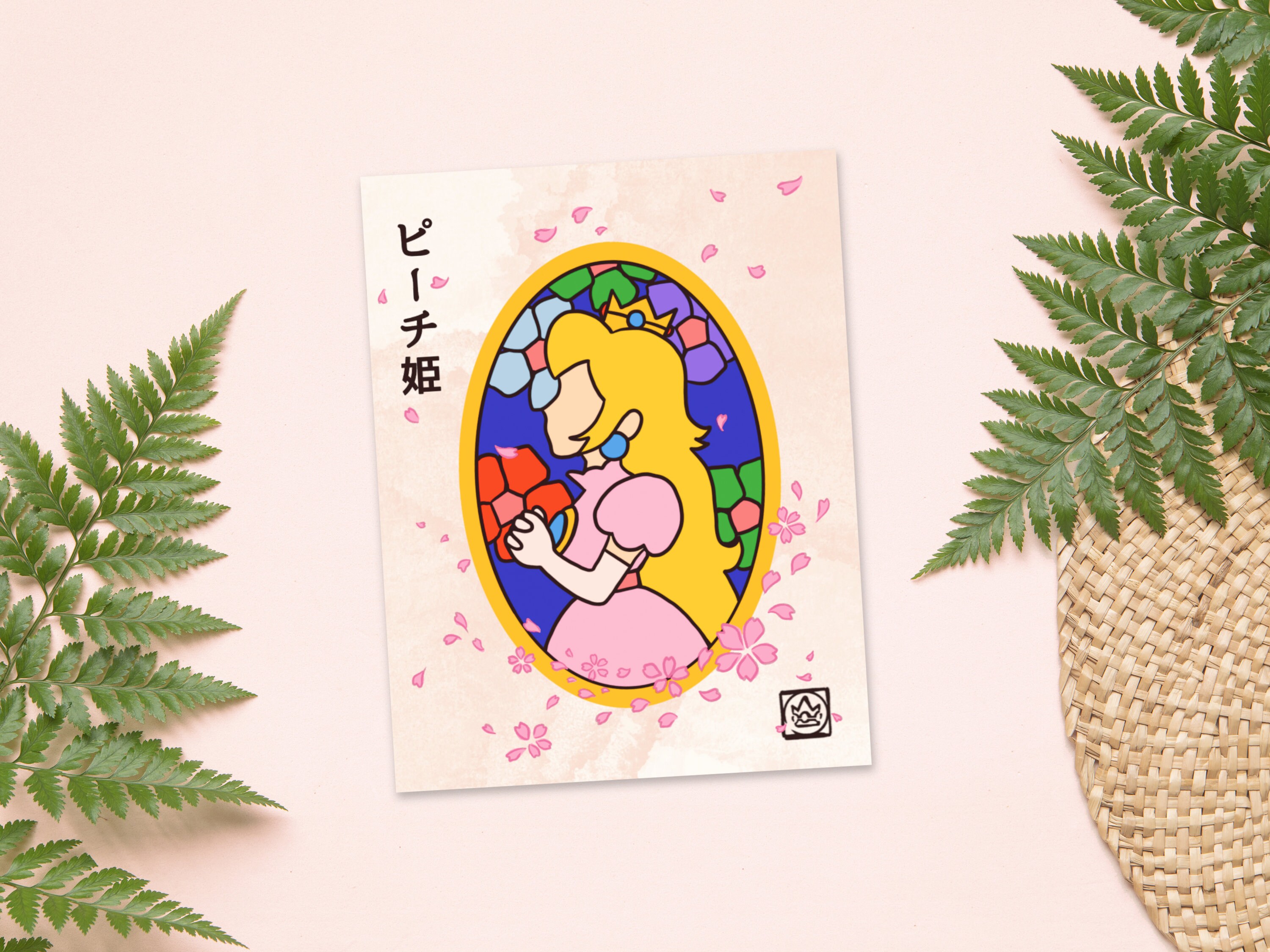 Princess Peach SM64 Castle Stained Glass Cherry Blossom - Large ...