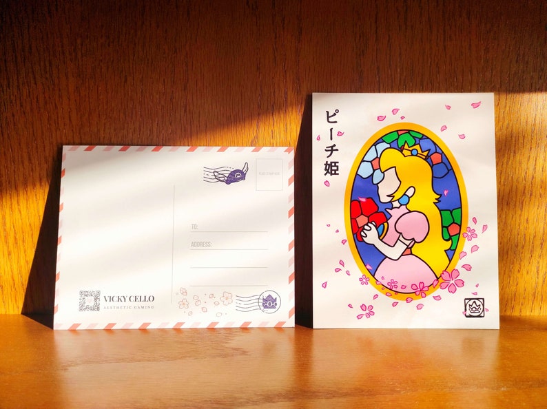 Princess Peach SM64 Castle Stained Glass Cherry Blossom - Large ...