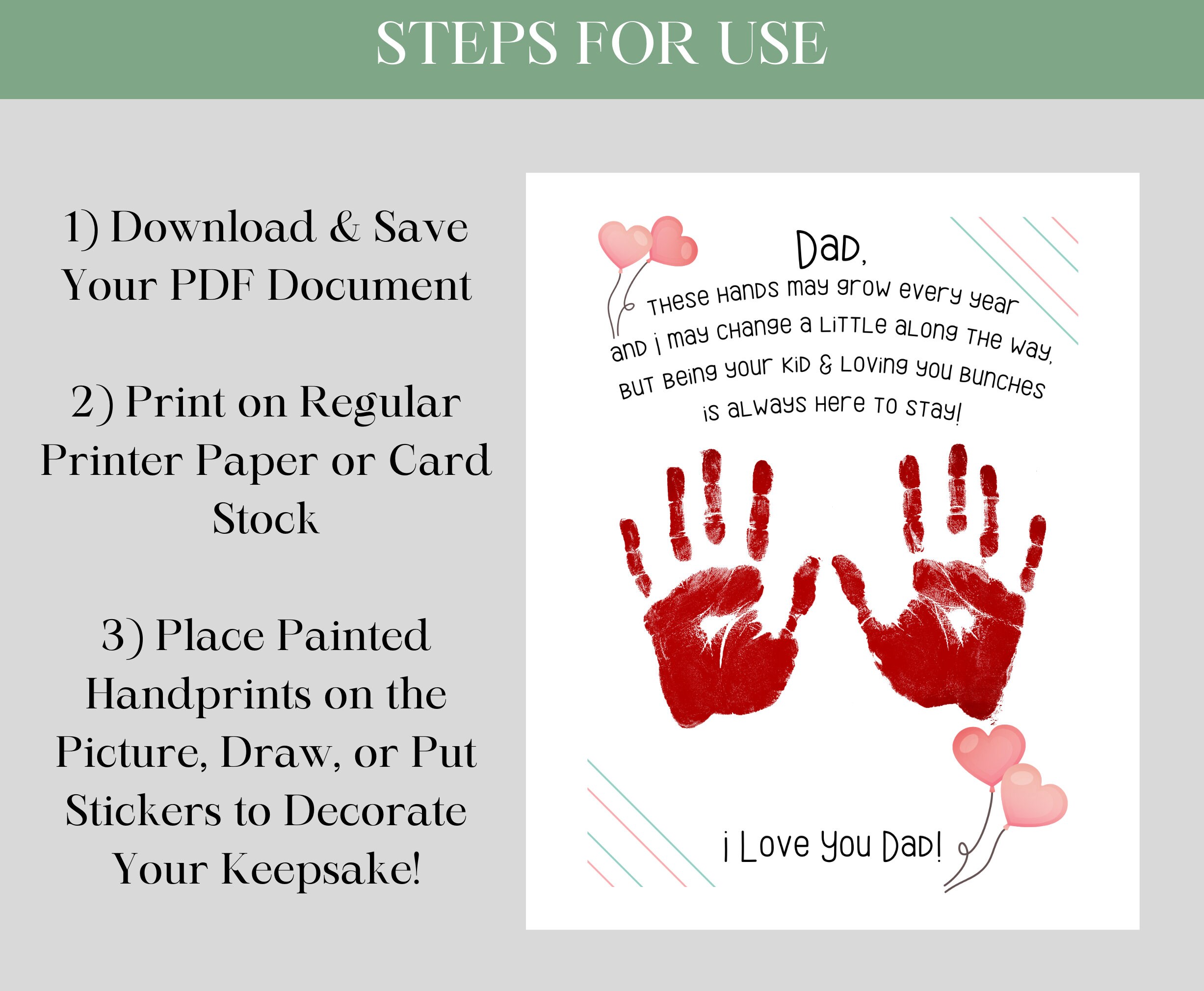 Handprint Art Craft for Dad! Personalize Option! Love is Here to Stay ...