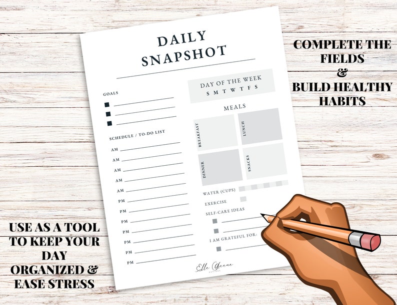 DAILY PLANNER PRINTABLE, Snapshot Including Top 3 Daily Goals, To-do ...