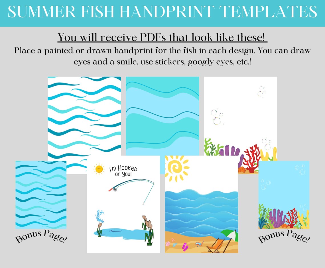 Summer FISH Handprint Crafts Instant Download, Kids Activity, Kids ...