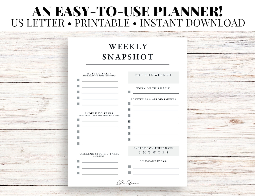 WEEKLY Planner PRINTABLE, Priority Tracker, Notes Tracker, Habit ...