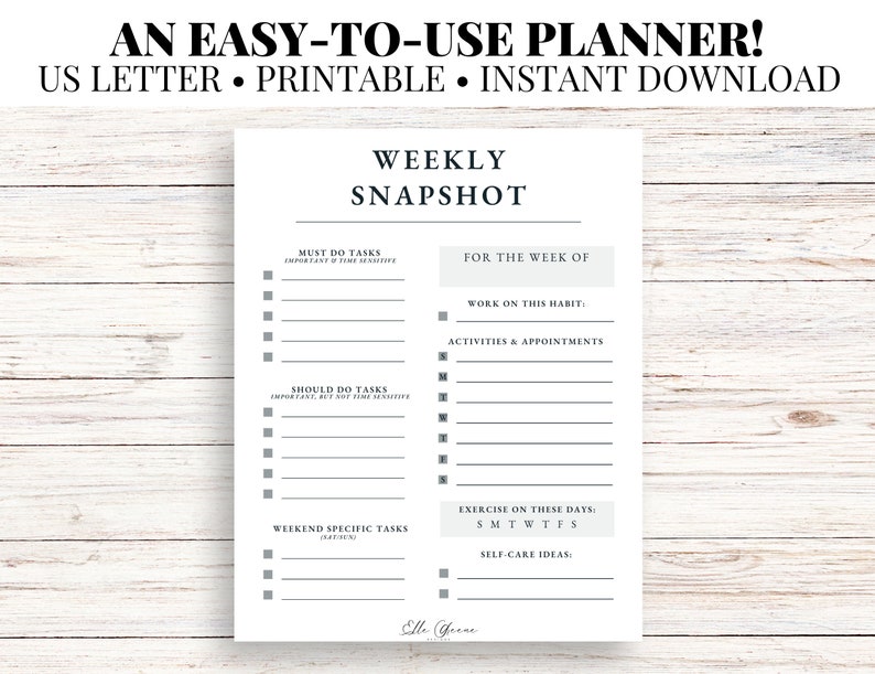 WEEKLY Planner PRINTABLE, Priority Tracker, Notes Tracker, Habit ...
