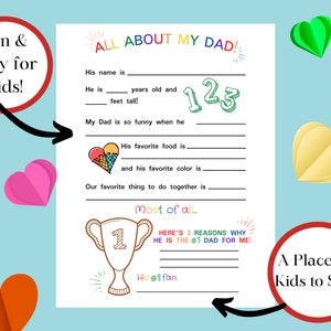 All About Dad Father's Day Activity, Father's Day Gift, Kids Activity ...