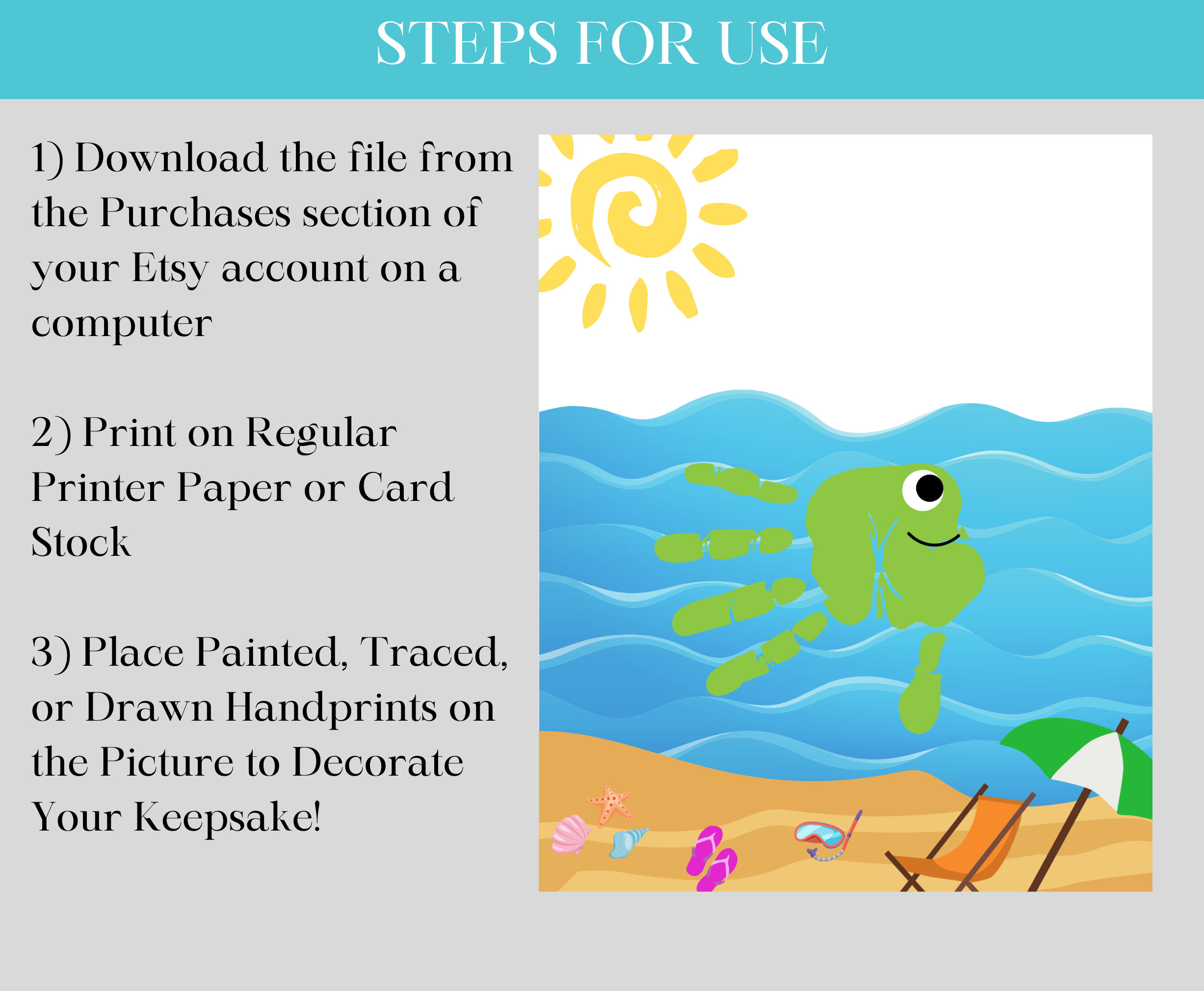 Summer FISH Handprint Crafts! Instant Download, Kids Activity, Kids ...