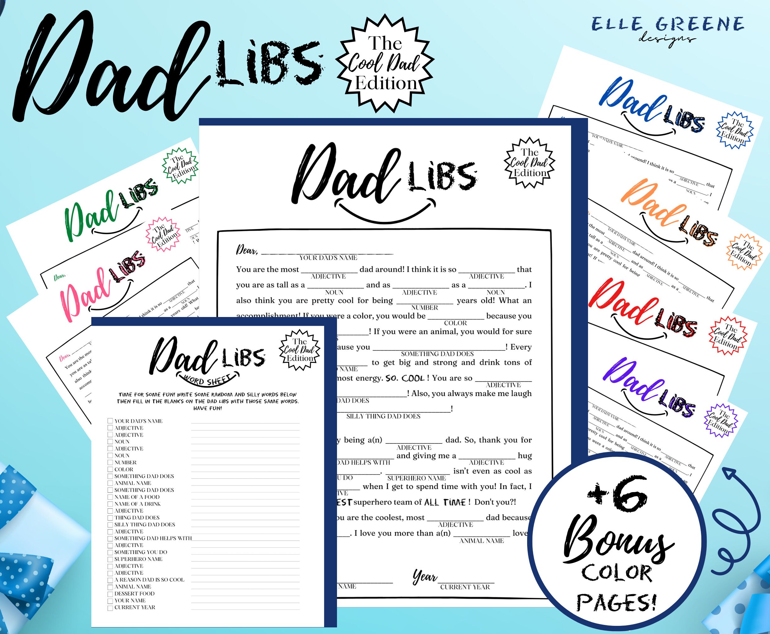 Father's Day Gift, Dad Libs Activity! Cool Dad Edition! Mad Libs ...