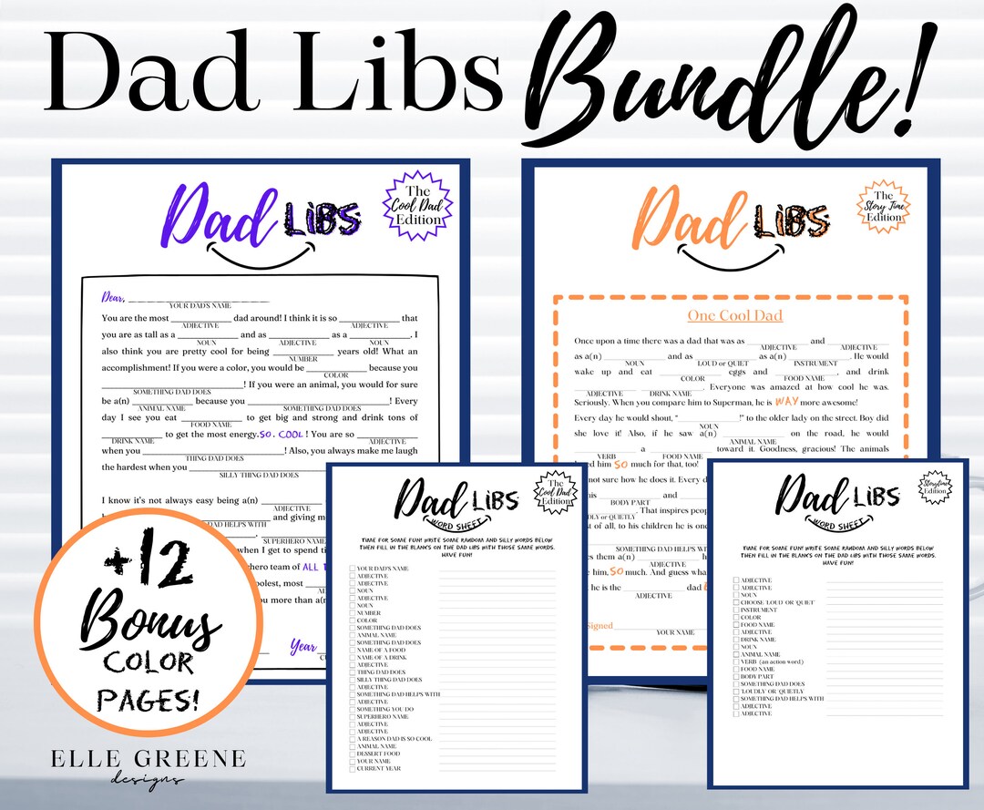 Dad Libs Father's Day Gift! BUNDLE! TWO Different Dad Libs Stories ...