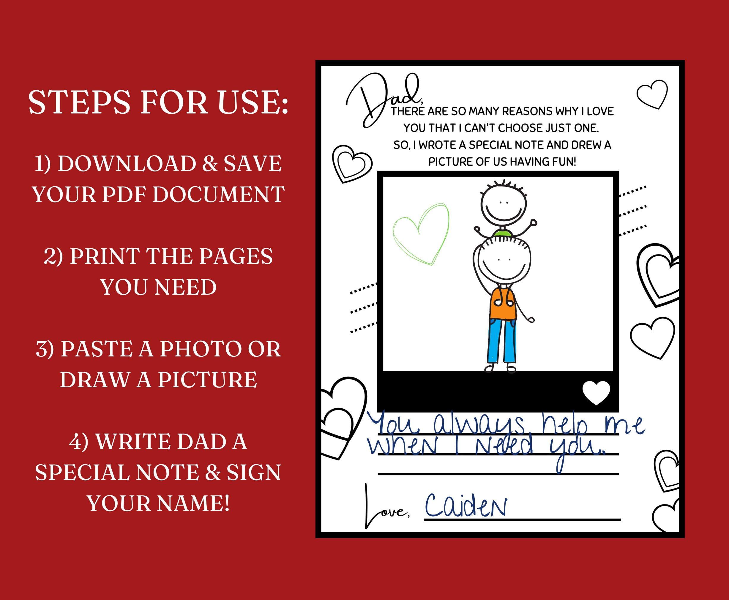 Father's Day Kids Activity for Dad! Bundle, Party Games, 2 Color ...