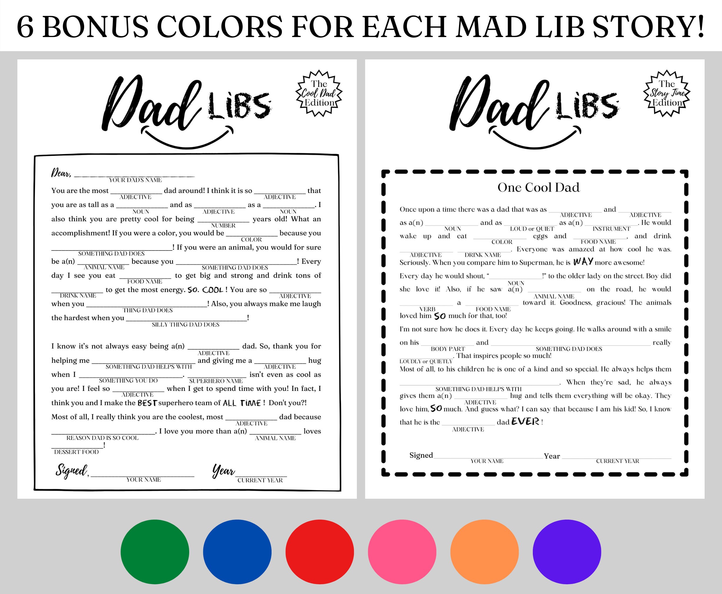 Dad Libs Father's Day Gift! BUNDLE! TWO Different Dad Libs Stories ...