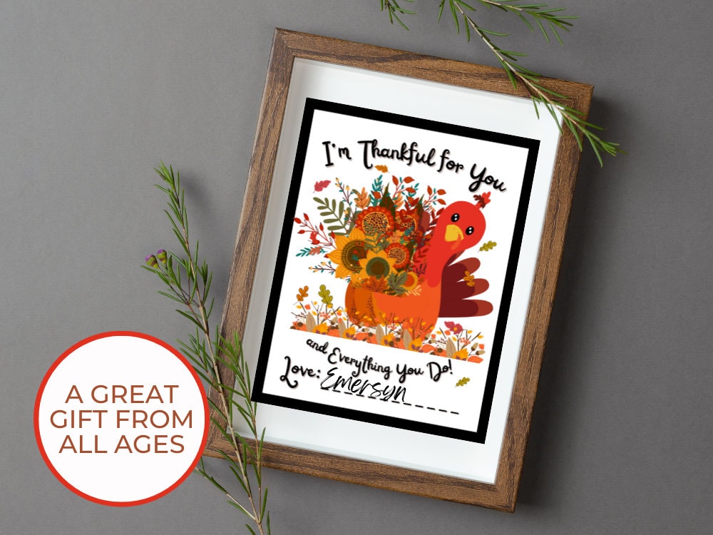 Im THANKFUL FOR YOU Turkey Art Print! Style 1. Signed Keepsake Gift ...