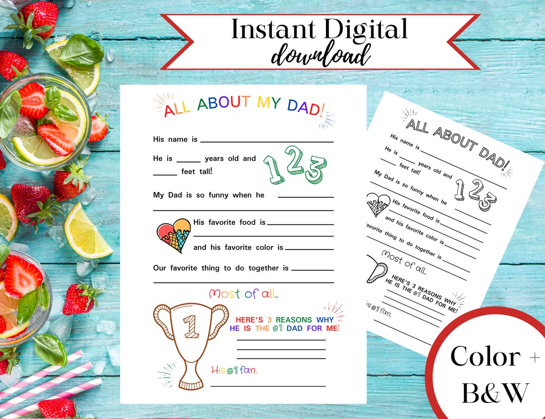 All About Dad Father's Day Activity, Father's Day Gift, Kids Activity ...