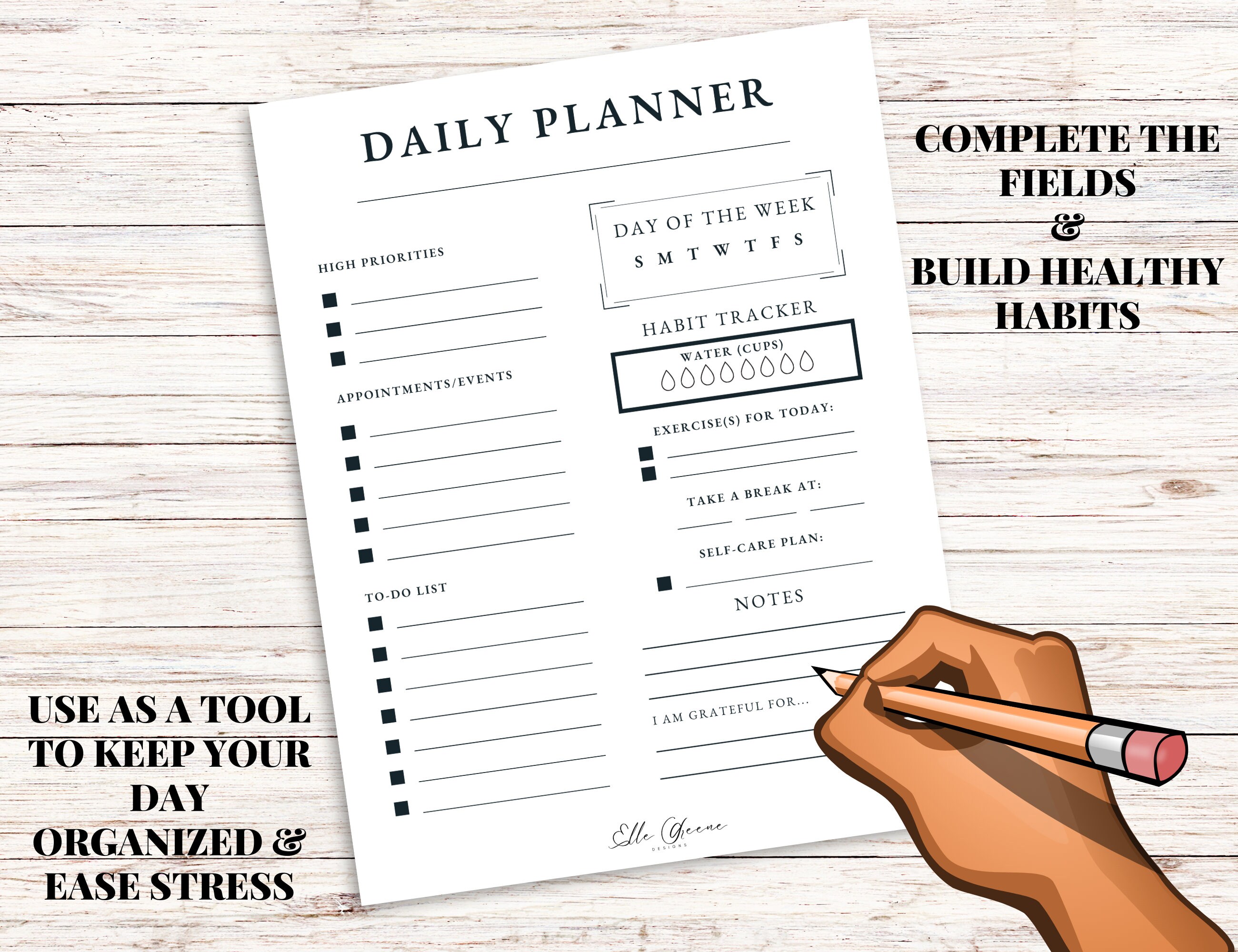 DAILY PLANNER PRINTABLE (basic) Includes High Priorities, Appointments ...