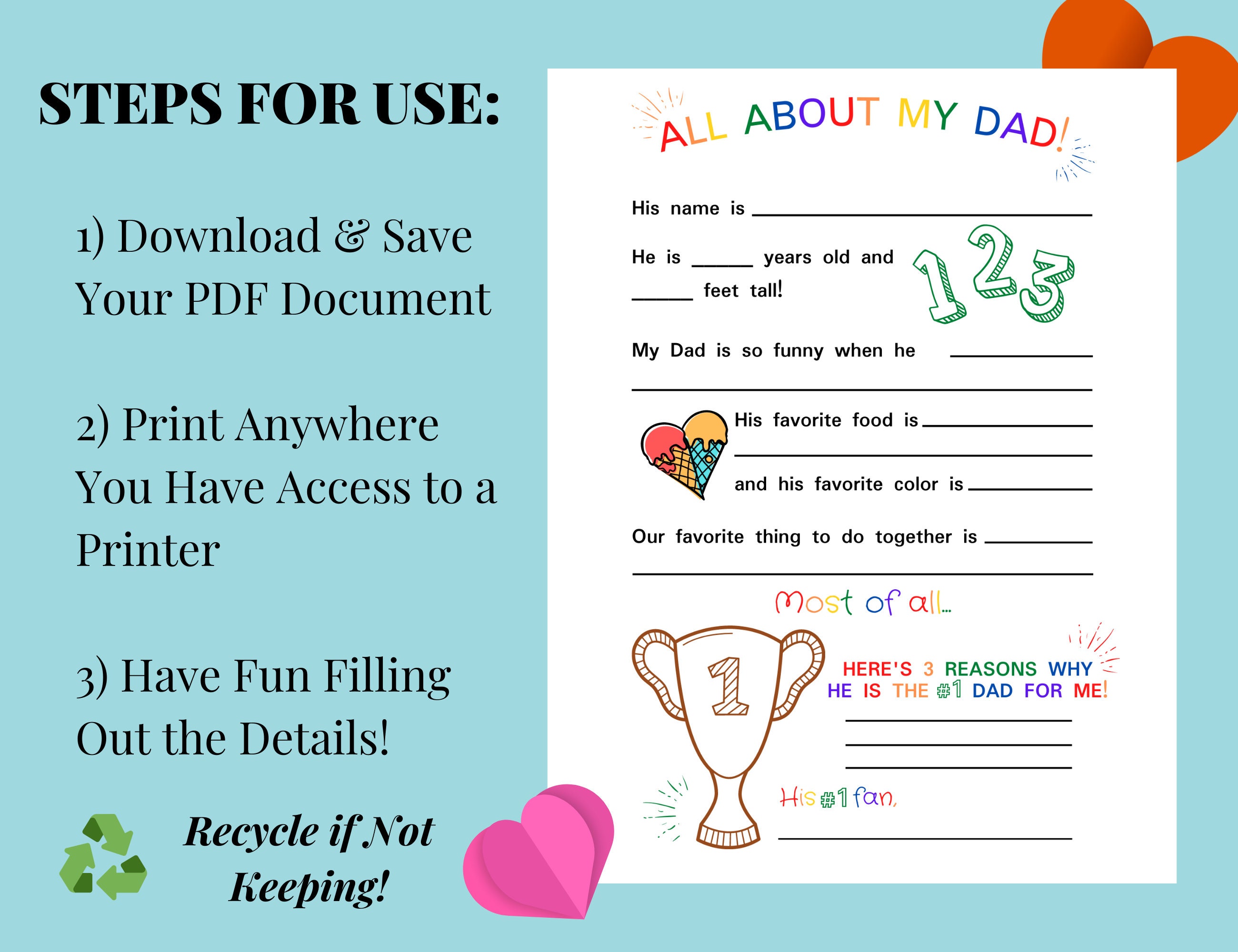 All About Dad Father's Day Activity, Father's Day Gift, Kids Activity ...