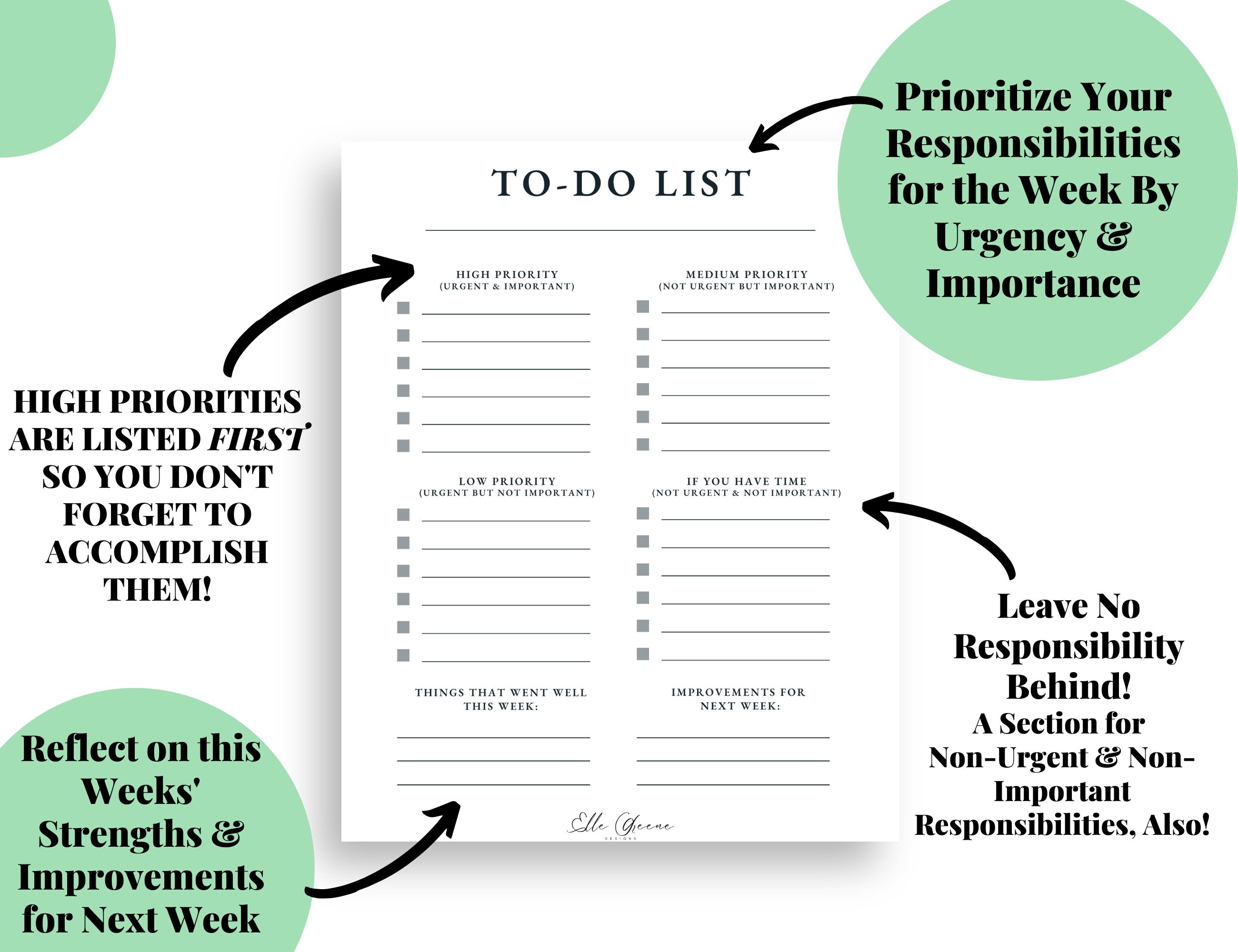 TO-DO List Planner PRINTABLE basic Organize Your Weekly ...