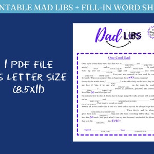 Dad Libs Storytime Edition! Mad Libs Printable, Perfect for Fathers Day ...