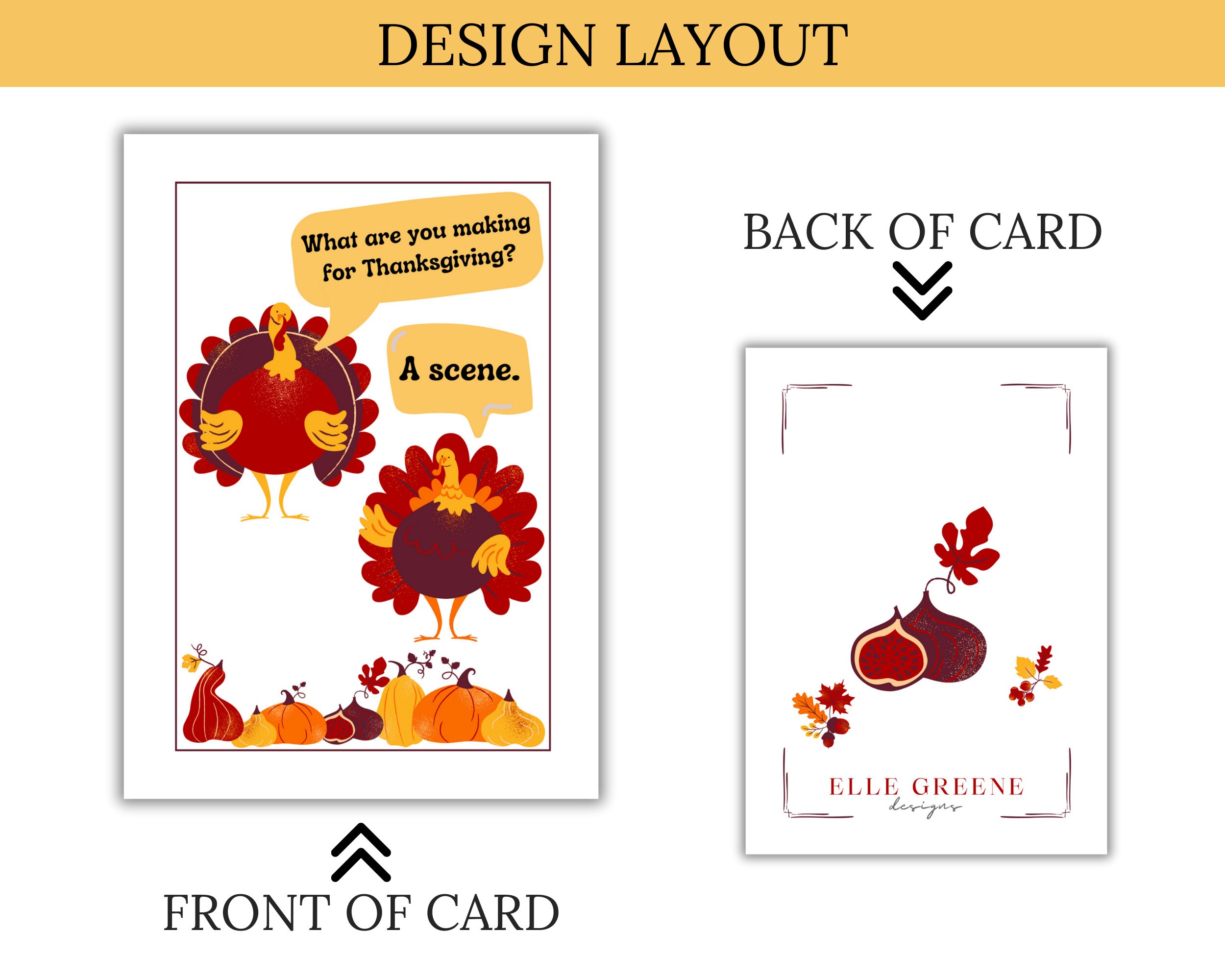 FUNNY THANKSGIVING CARD! Making A Scene at Thanksgiving! Printable 5x7 ...