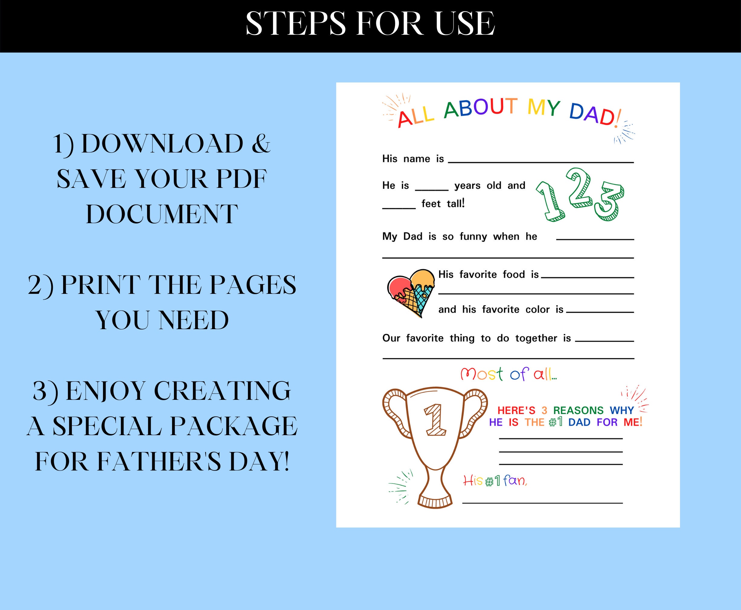 FATHER'S DAY Gift From Kids, Activity Bundle! Dad Libs, Coloring Page ...