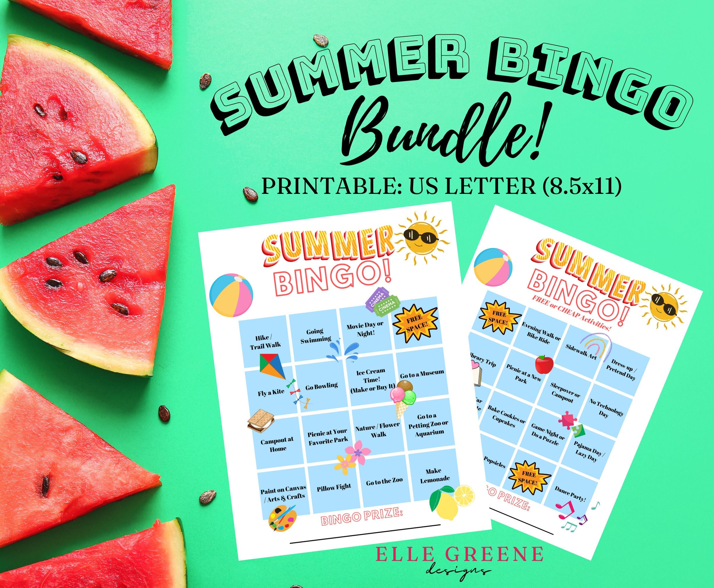 Summer Bucket List! BINGO ACTIVITY BUNDLE! Instant Download, Summer ...