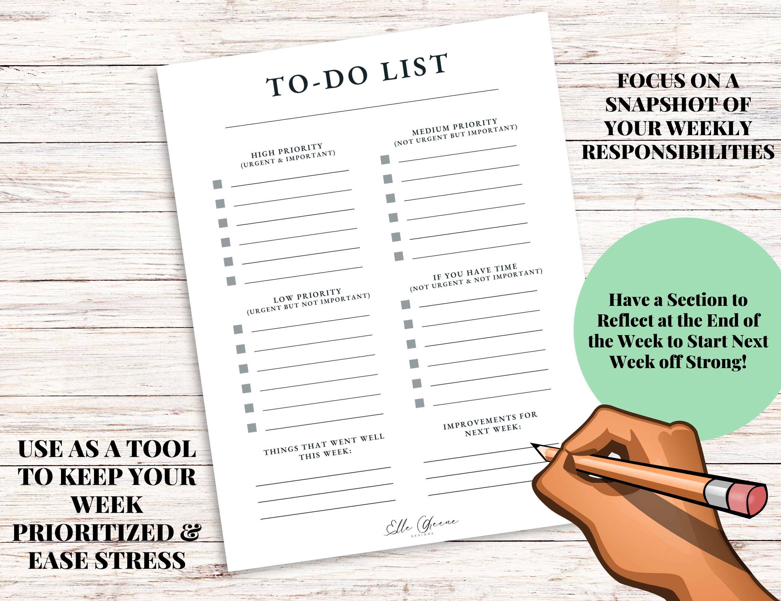 TO-DO List Planner PRINTABLE basic Organize Your Weekly ...