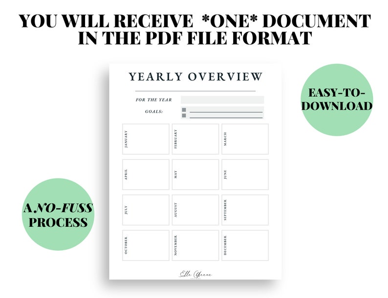 YEARLY OVERVIEW Planner PRINTABLE (basic) Focus on the Top 2 Yearly ...