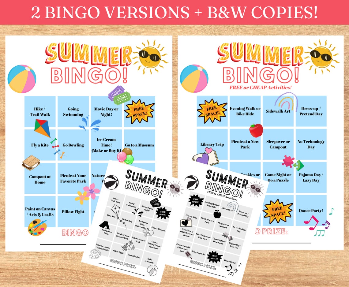 Summer Bucket List BINGO ACTIVITY BUNDLE Instant Download, Summer Plan ...
