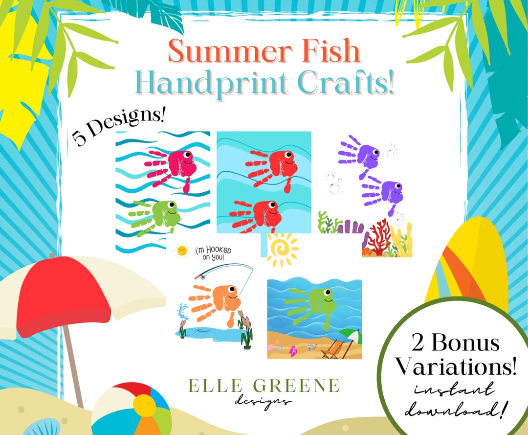 Summer FISH Handprint Crafts! Instant Download, Kids Activity, Kids ...
