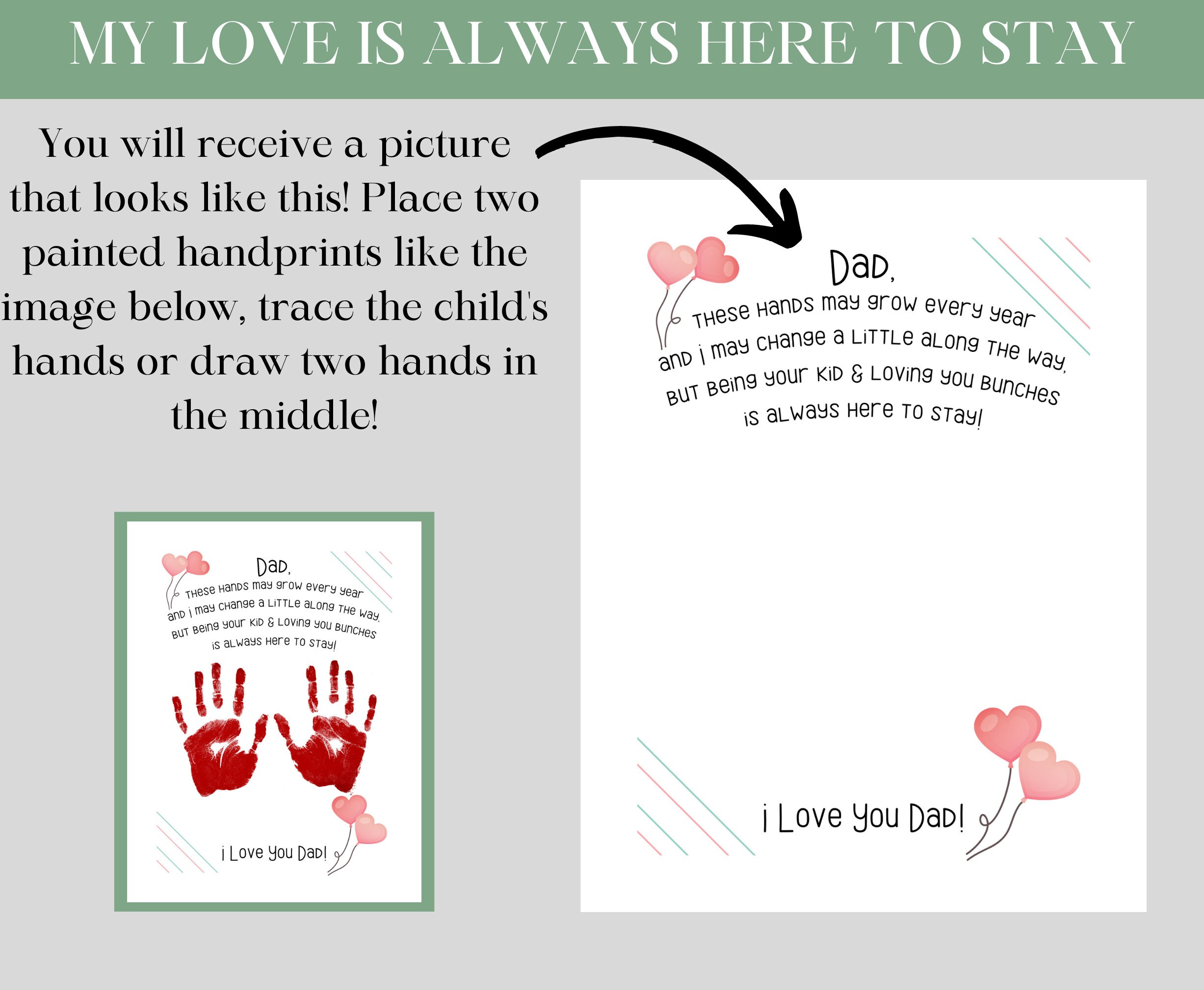 Handprint Art for Dad! Valentines Day Gift for Dad | Printable Wall Art ...
