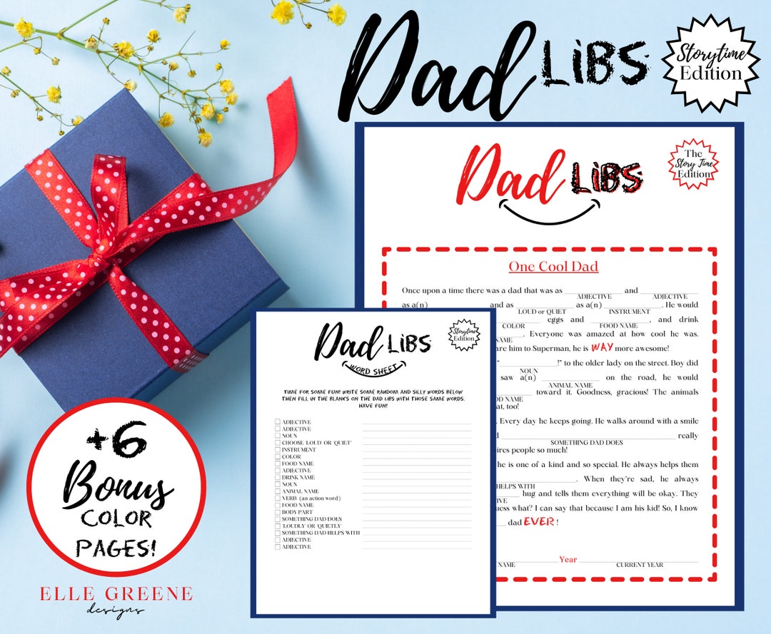 Dad Libs Storytime Edition! Mad Libs Printable, Perfect for Fathers Day ...