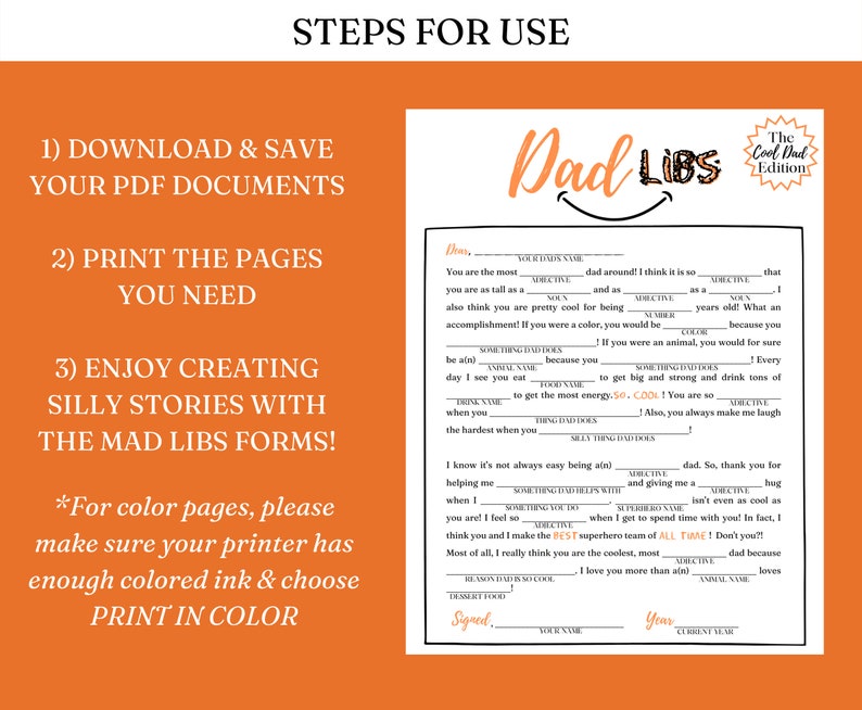 Dad Libs Father's Day Gift! BUNDLE! TWO Different Dad Libs Stories ...