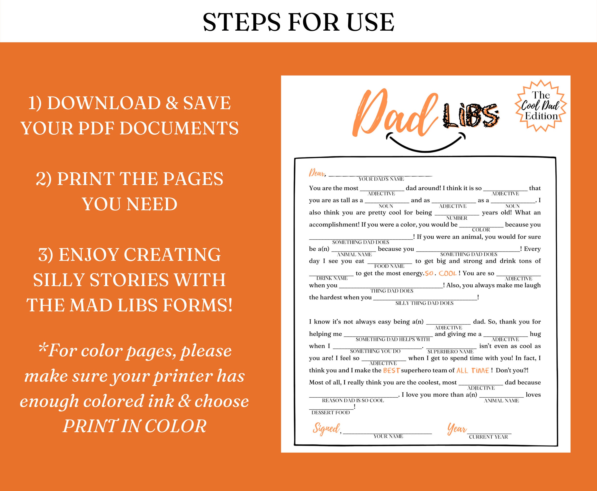 Dad Libs Father's Day Gift! BUNDLE! TWO Different Dad Libs Stories ...