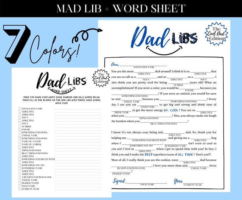 FATHER'S DAY Gift From Kids, Activity Bundle! Dad Libs, Coloring Page ...