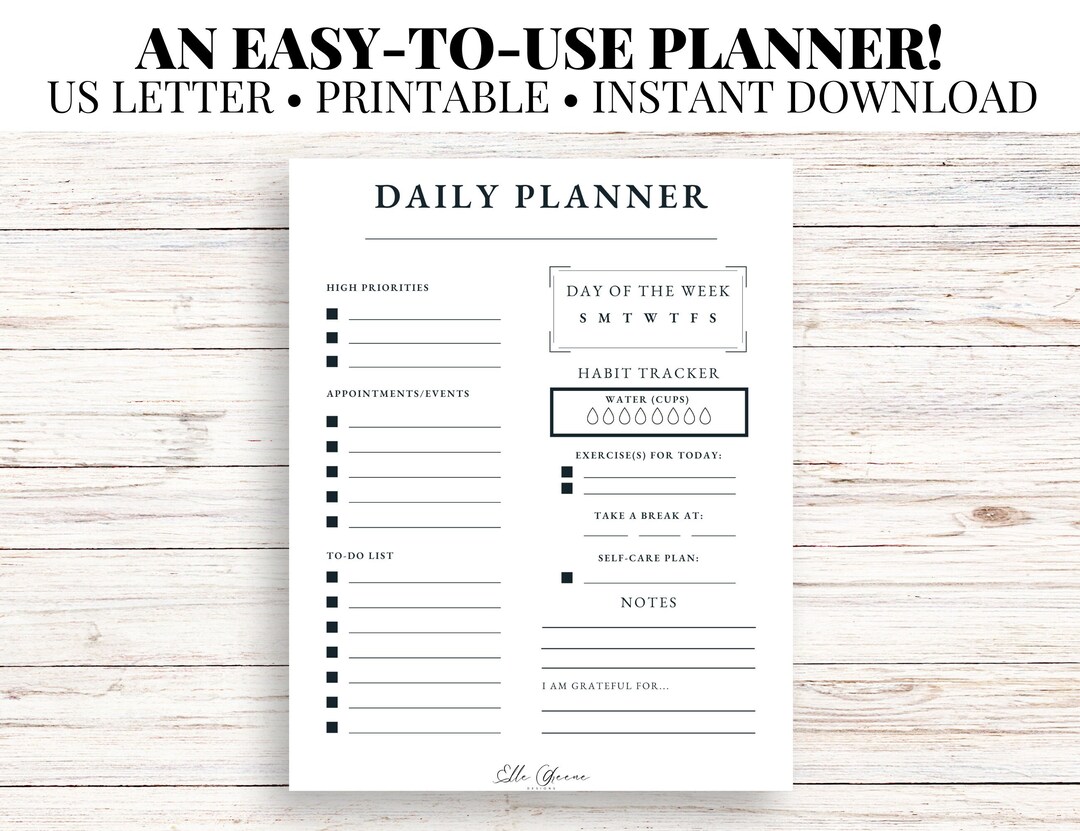 DAILY PLANNER PRINTABLE (basic) Includes High Priorities, Appointments ...