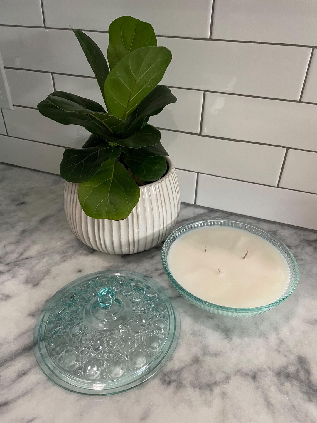 Citrus Serenade Soy Candle in a Vintage Indiana Glass Candy Dish - Etsy