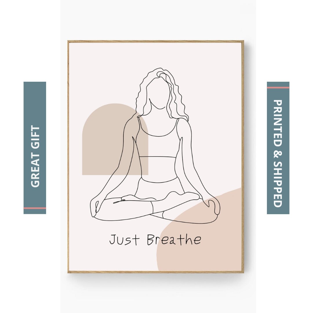 Just Breathe Woman Line Art, One Line Drawing, Minimalist Wall Decor ...