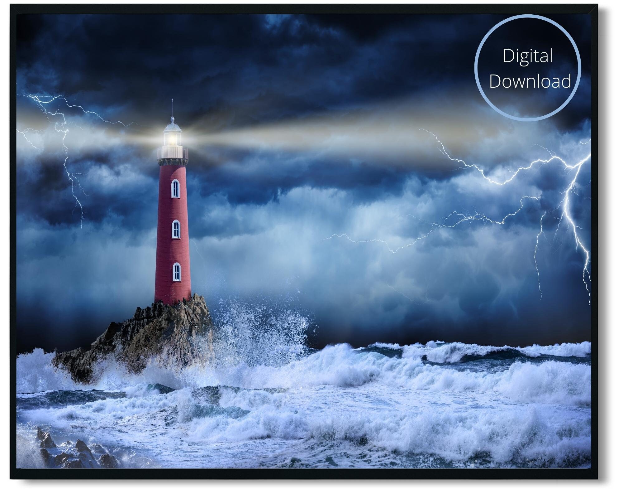 Lighthouse In A Storm Art