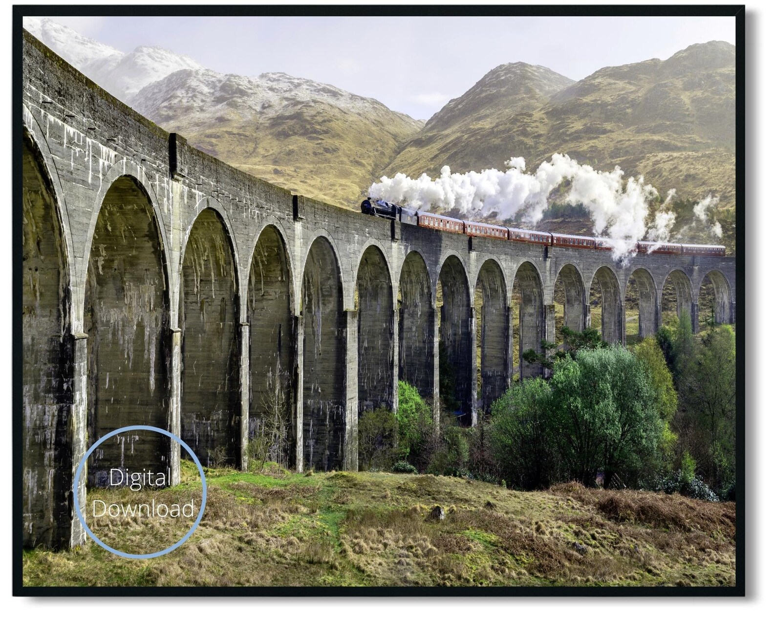 Scenic Train Stone Bridge Wall Art Instant Digital Download Printable ...