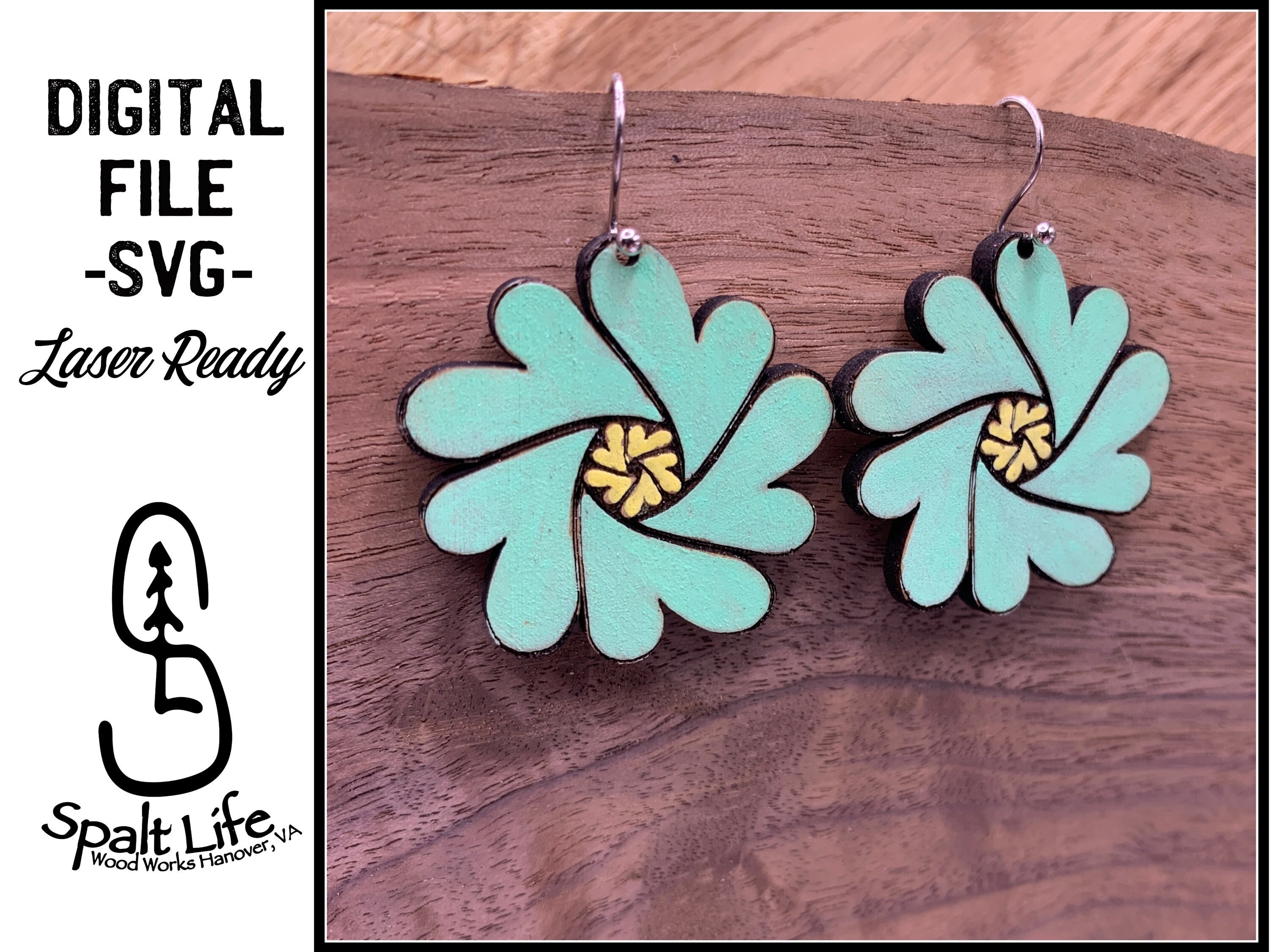Heart Flower Earring SVG - Etsy